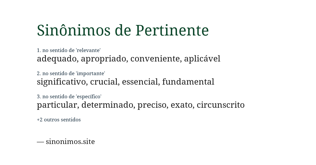 Sinônimos de Pertinente [por sentido] - Site de Sinônimos