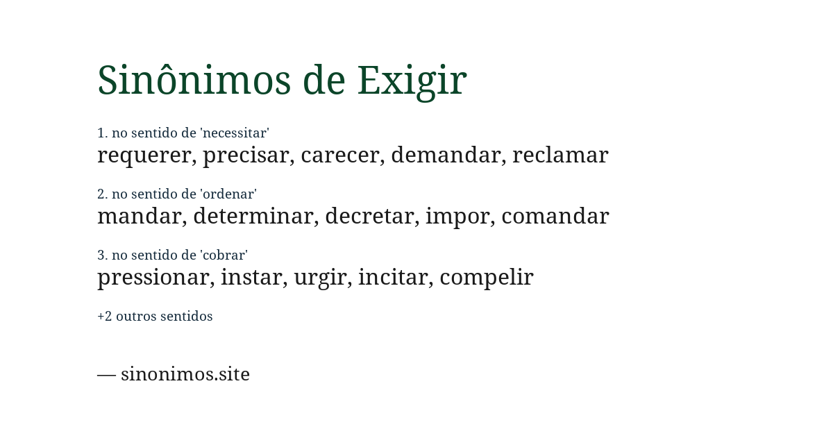 Sinônimos de Exigir [por sentido] - Site de Sinônimos
