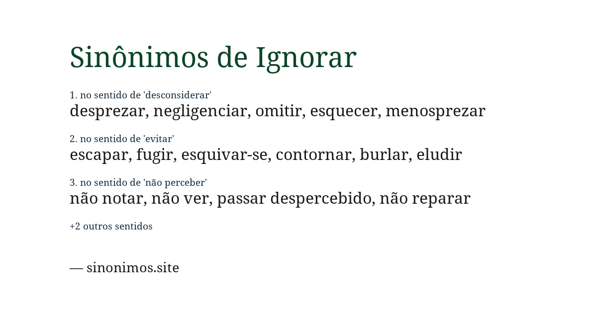 Sinônimos de Ignorar [por sentido] - Site de Sinônimos