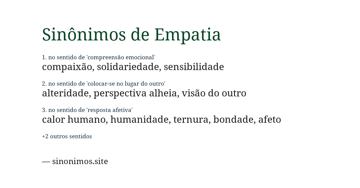 Sinônimos de "Empatia" por Sentido - Site de Sinônimos