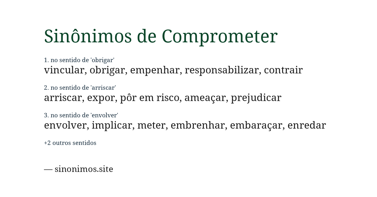 Sinônimos de Comprometer [por sentido] - Site de Sinônimos
