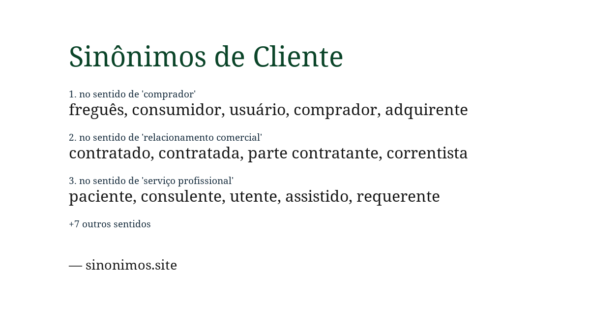 Sinônimos de Cliente [por sentido] - Site de Sinônimos