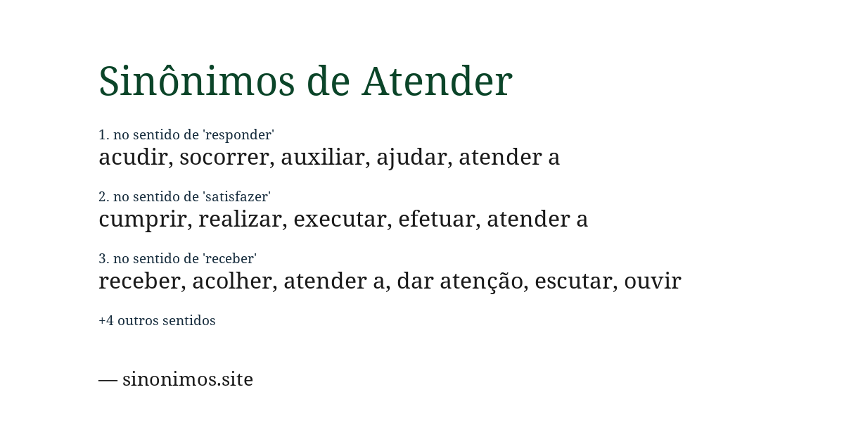 Sinônimos de "Atender" por Sentido - Site de Sinônimos