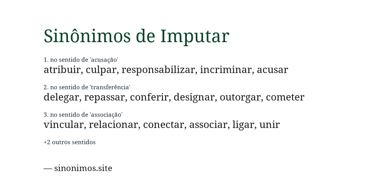 Sinônimos de "Imputar" por Sentido - Site de Sinônimos